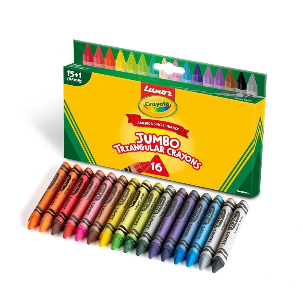Luxor Crayola Triangular Wax Crayons Set – 16 Shades Easy Grip for Kids ...